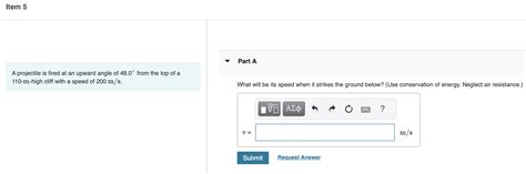 Solved A Projectile Is Fired At An Upward Angle Of Chegg