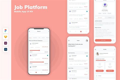 job platform mobile app ui kit mobile app app mobile app ui