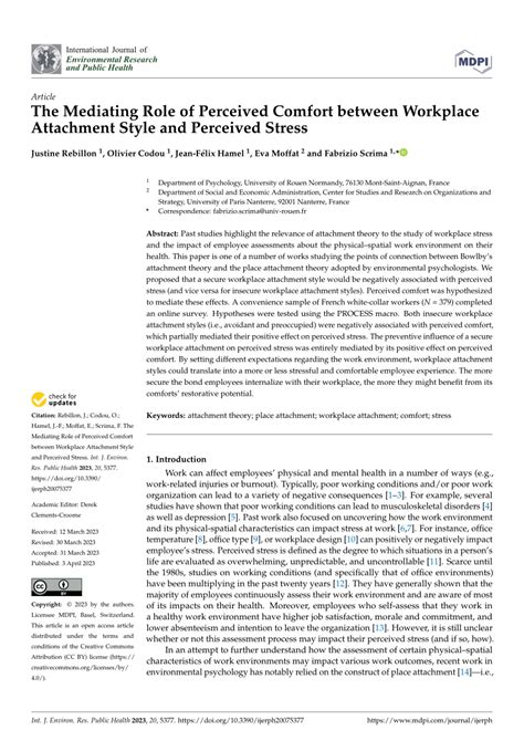 Pdf The Mediating Role Of Perceived Comfort Between Workplace
