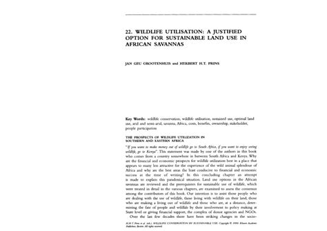 Pdf Wildlife Utilization A Justified Option For Sustainable Land