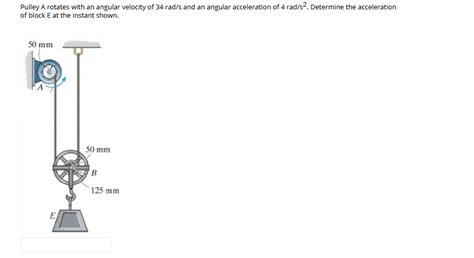 Solved Pulley A Rotates With An Angular Velocity Of 34 Rad S Chegg Com