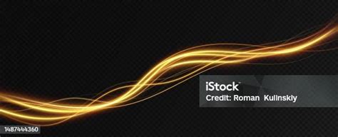 황금빛 소용돌이 광속 모션 효과 가벼운 흔적 반짝이는 물결 모양의 길 벡터 곡선에 대한 스톡 벡터 아트 및 기타 이미지 곡선 금색 돌기 Istock