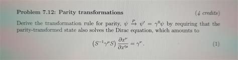 problem 7 12 parity transformations 4 credits