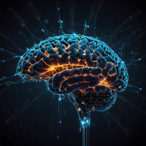 A Glowing Neural Network In The Shape Of A Human Brain Premium Ai