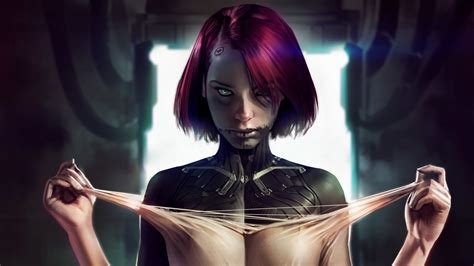 2560x1440 Resolution Angry Cyborg Purple Hair Girl 1440p Resolution