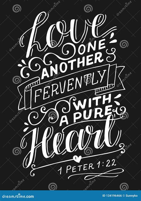 Hand Lettering With Bible Verse Love One Another Fervently With A Pure