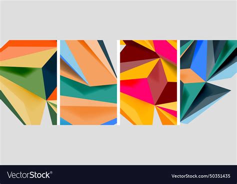 Set Of Mosaic Triangle Pattern Abstract Posters Vector Image