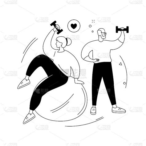 老年健身抽象概念矢量插图。素材 花瓣网