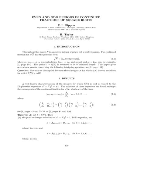 Even And Odd Periods In Continued Fractions Of