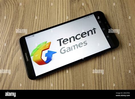 KONSKIE, POLAND - November 11, 2019: Tencent Games logo displayed on ...