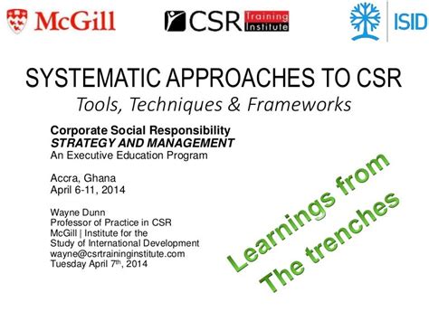 Csr Tools Techniques And Frameworks