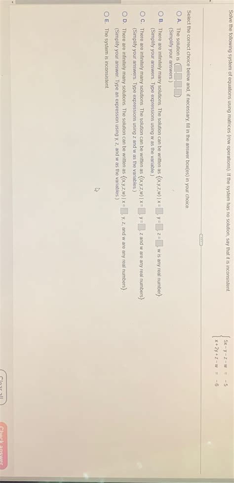 Solved Solve The Following System Of Equations Using