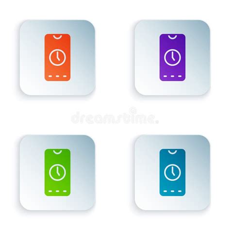 Color Alarm Clock App Smartphone Interface Icon Isolated On White Background Set Colorful Icons