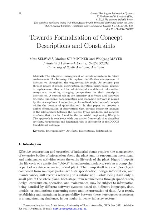 Pdf Towards Formalisation Of Concept Descriptions And Constraints