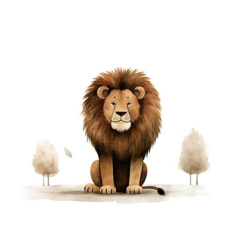 Lion Art By Jon Klassen A Full Body Portrait On White Isolated