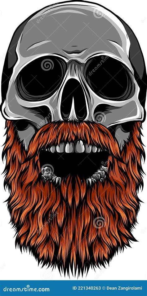 Human Skull With Beard Vector Illustration Design Stock Vector