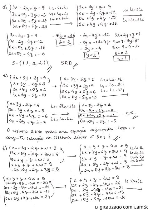 Parte 3 Sistemas Lineares Resolução de Exercícios Geometria