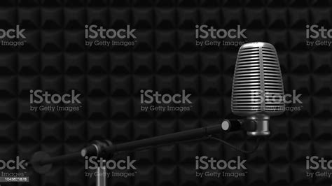 콘덴서 마이크 Acuistic 거품 벽을 덮여 조용한 룸 개념입니다 3 차원 일러스트 레이 션 마이크에 대한 스톡 사진 및 기타 이미지 Istock