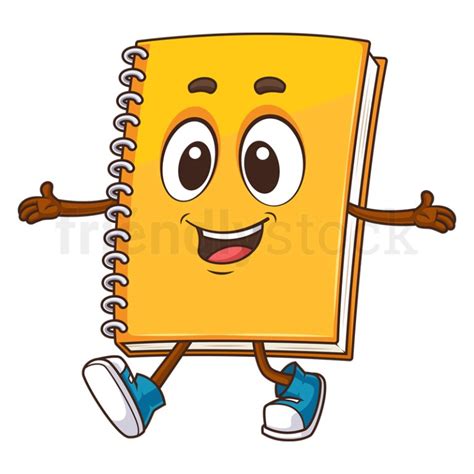 Cartoon Notebook Character Walking Vector Clip Art Friendlystock