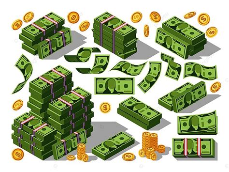 各種貨幣鈔票美元現金紙鈔和金幣矢量集 各種各樣的 人設 商務業務向量圖案素材免費下載，png，eps和ai素材下載 Pngtree
