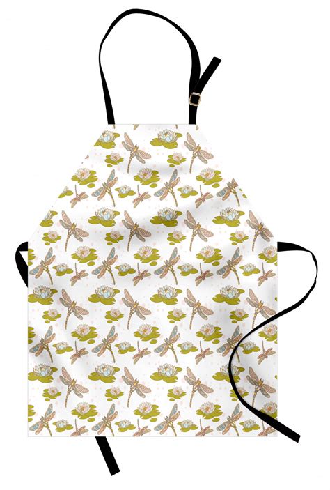 Dragonfly Apron Asian Lotus Flower With Symbolic Insects Yoga