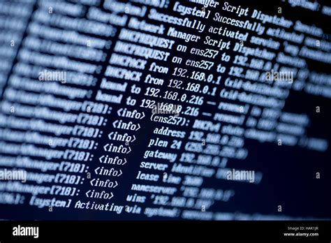 Server Configuration Command Lines On A Monitor Stock Photo Alamy