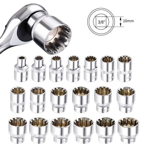 Socket Set 12 Point Socket Bit 3 8 Square Drive For Ratchet Wrench