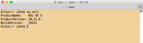 how to display the macos os x version from the command line