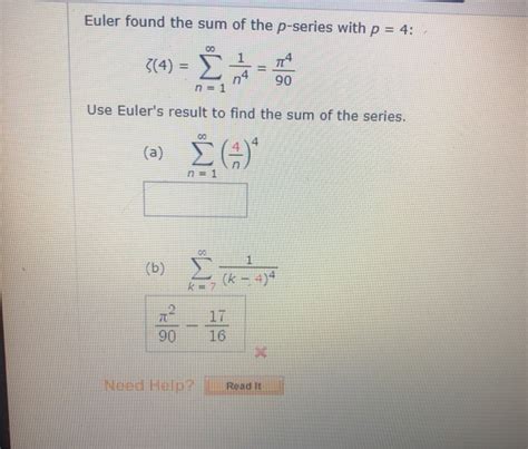 solved euler found the sum of the p series with p 4 00