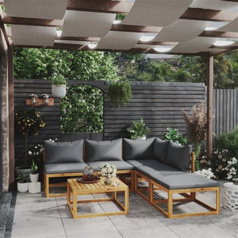 Vidaxl 6 Piece Garden Lounge Set Solid Acacia Wood With Cushion
