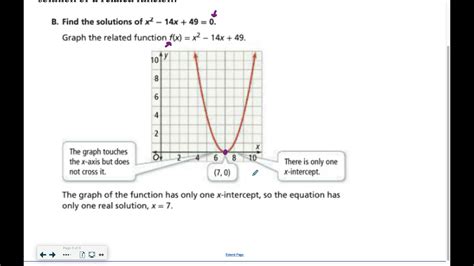 Algebra 9 1 Solving Quadratic Equations Using Graphs And Tables Youtube