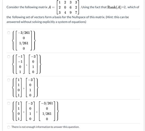 Solved Consider The Following Matrix A Chegg