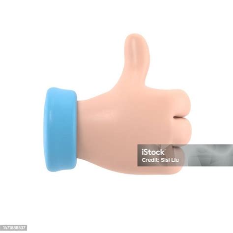 만화 제스처 아이콘 모형입니다 사업가 손은 흰색 배경에 엄지 손가락 3d 렌더링을 보여줍니다 3차원 형태에 대한 스톡 사진 및