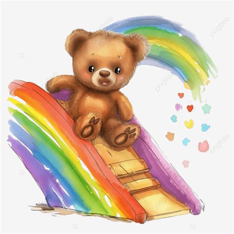 미끄럼틀 무지개를 연주하는 귀여운 작은 곰 무지개 항성 폭발 학교로 돌아가다 Png 일러스트 및 이미지 에 대한 무료 다운로드 Pngtree