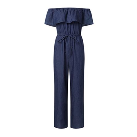 Manxivoo Denim Jumpsuit For Women Jumpsuits Off Shoulder Look Playsuits