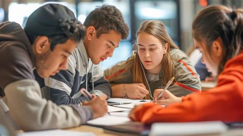 Premium Photo The Student Is Working On A Group Project With Their