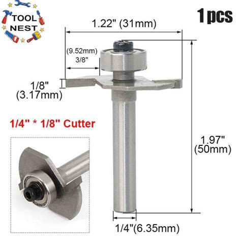 1pc 14 Shank 4 Edge T Type Router Bit Slotting Cutter Woodworking