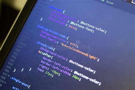 Web Development Code Css Less Styles Preprocessor Script Lines Stock Image Image Of Digital
