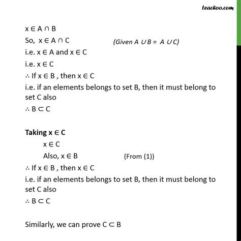 Misc Let A U B A U C And Ab Ac Show That B C