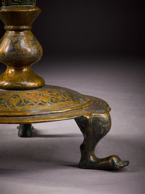 A Monumental Cast And Engraved Bronze Multiple Wick Oil Lamp Andalusia
