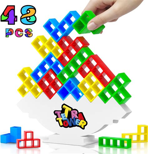 Btolin 48pcs Stack Attack Game Tetra Balance Tower Game