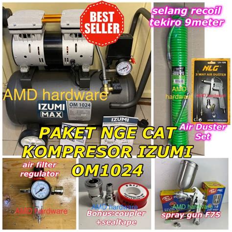 PAKET NGE CAT ISI ANGIN KOMPRESOR 1HP IZUMI OM1024 Tangki 24L