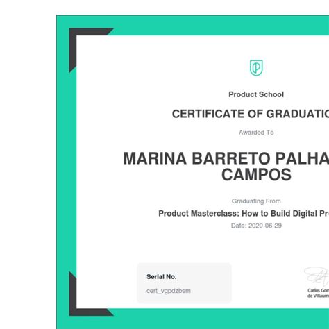 Certificate Of Completion For Product Masterclass How To Build Digital