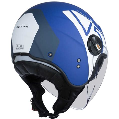 Casque Moto Jet Origin Alpha V5 Blanc Bleu Mat Vente En Ligne