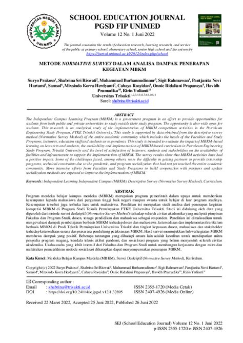 Pdf Metode Normative Survey Dalam Analisa Dampak Penerapan Kegiatan Mbkm