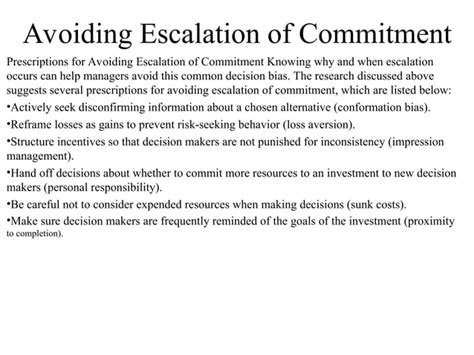 Cognitive Bias Escalation Of Commitment Ppt Personal Investing Personal Finance