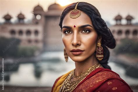 Beautiful Indian Girl Young Hindu Woman Neural Network Ai Generated