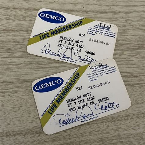 2 Vintage 1980s Life Membership Cards ~ Gemco Stores~ Northern