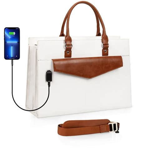 Laptop Bag For Women Inch Laptop Tote Bag Fashion Computer Shoulder Bag Waterproof Leather