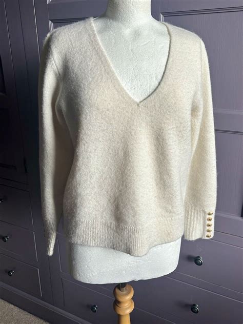 Holland Cooper VM Colab Cream Wool Mix Jumper Size M Gem
